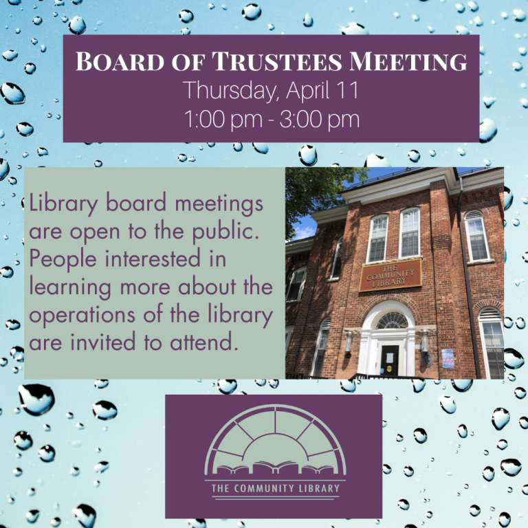 11 Board Meeting Announcement – The Community Library